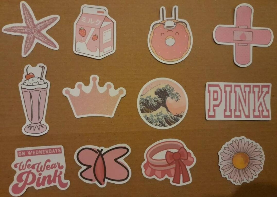Set of 50 Pink Stickers Diaries Laptops Walls Bikes Luggage - Etsy UK