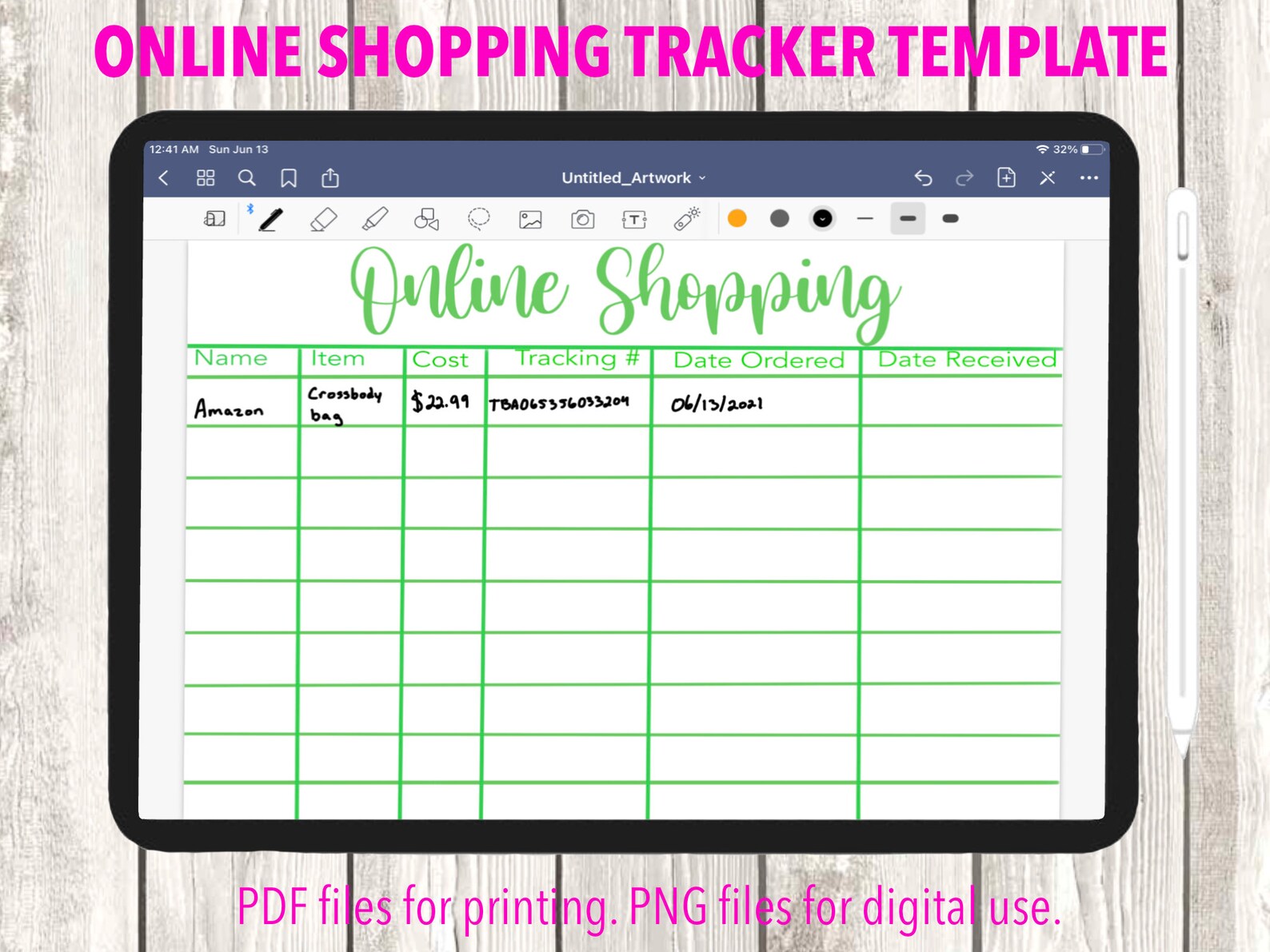 Online Shopping Tracker Template for Goodnotes Instant | Etsy