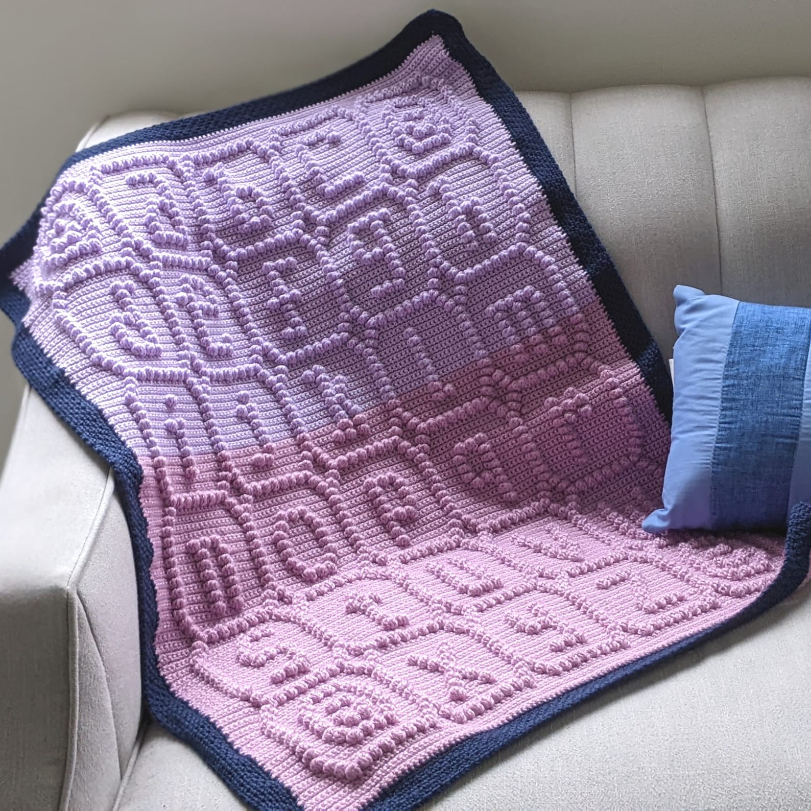 Lowercase Alphabet Baby Afghan, Bobble Stitch Crochet Pattern, Written ...