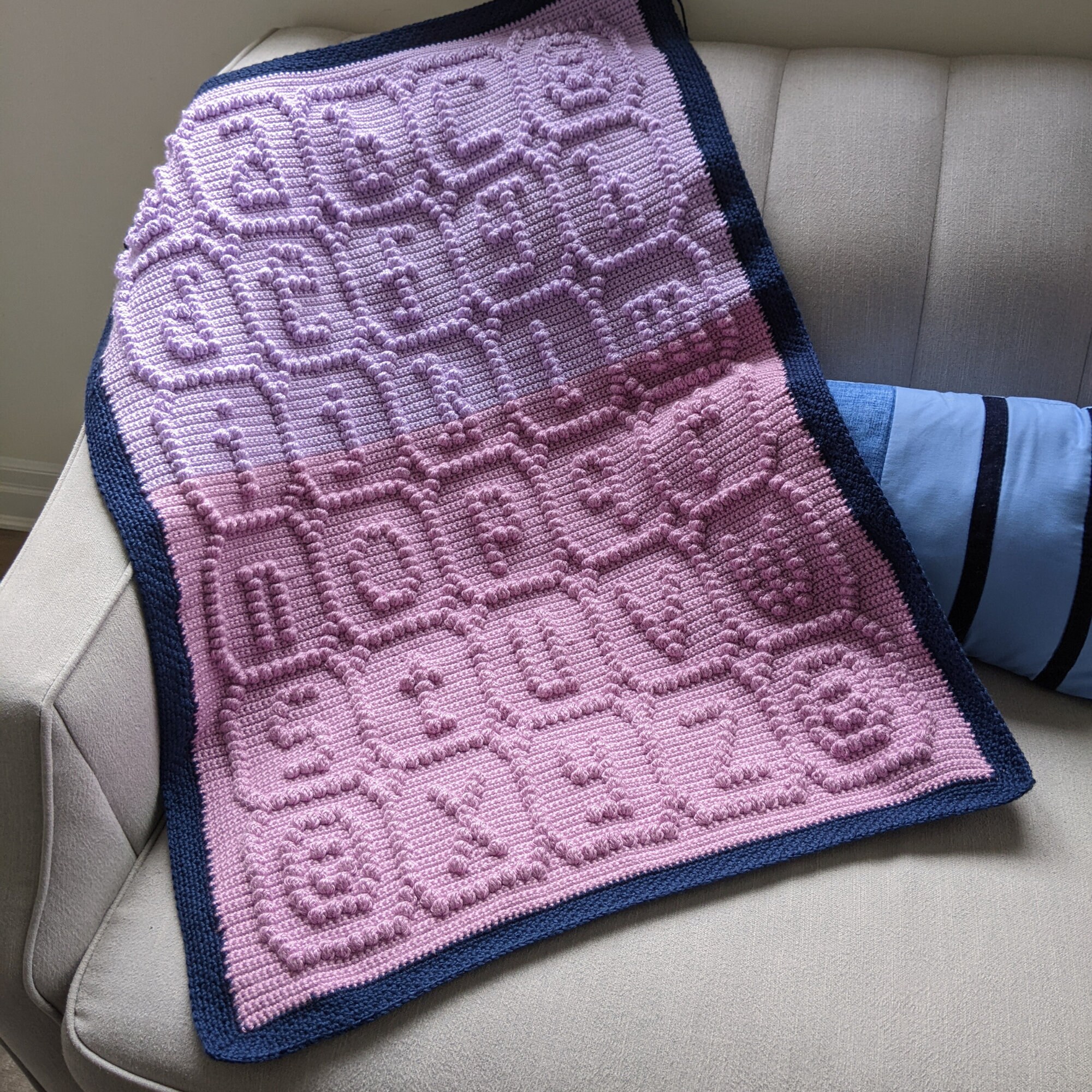 Lowercase Alphabet Baby Afghan, Bobble Stitch Crochet Pattern, Written ...