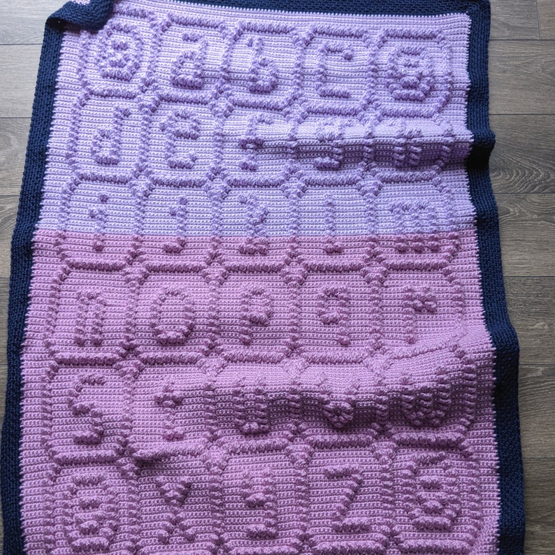 Lowercase Alphabet Baby Afghan, Bobble Stitch Crochet Pattern, Written ...