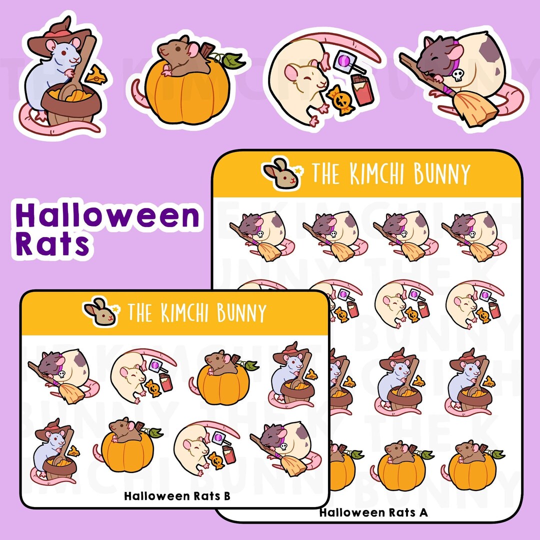 Mini Halloween Rat Sticker Sheets - Etsy