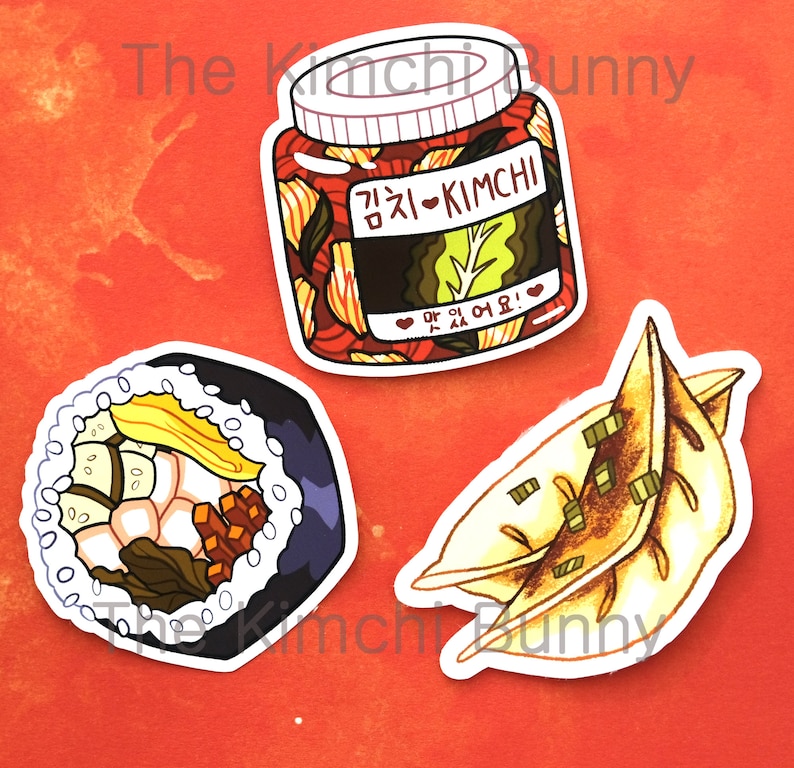Korean Food Stickers - Kimchi, Kimbap, Mandu - Etsy