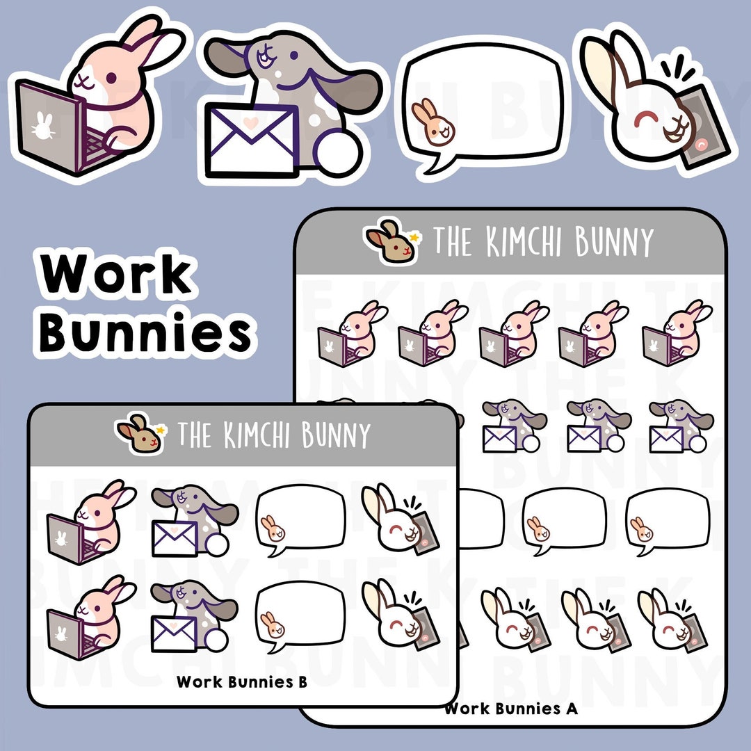 Work Bunnies Sticker Sheets - Etsy
