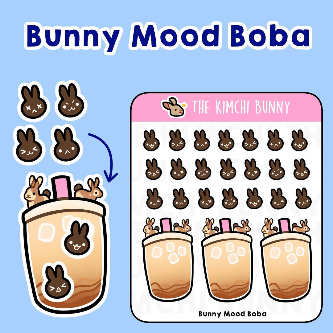 Bunny Boba Mood Tracker Sticker Sheets - Etsy