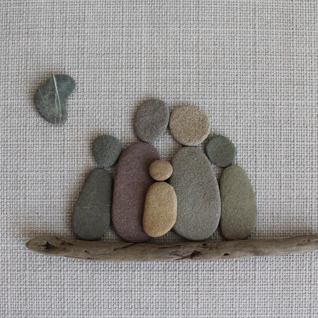 Family of 5 at Moonlight Pebble Art Kit Supply, Anniversary Family Gift ...