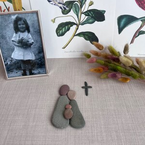 Family of 3 Christian Pebble Art for DIY, Catholic Wall Art, Newborn ...