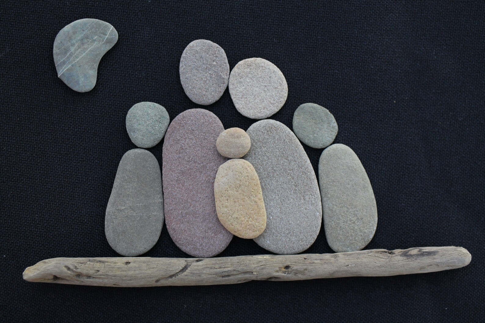 Family of 5 at Moonlight Pebble Art Kit Supply Family Pebble - Etsy