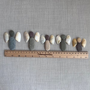 Set of 5 Pebble Angels for DIY, Guardian Angel Pebble Picture, Family ...