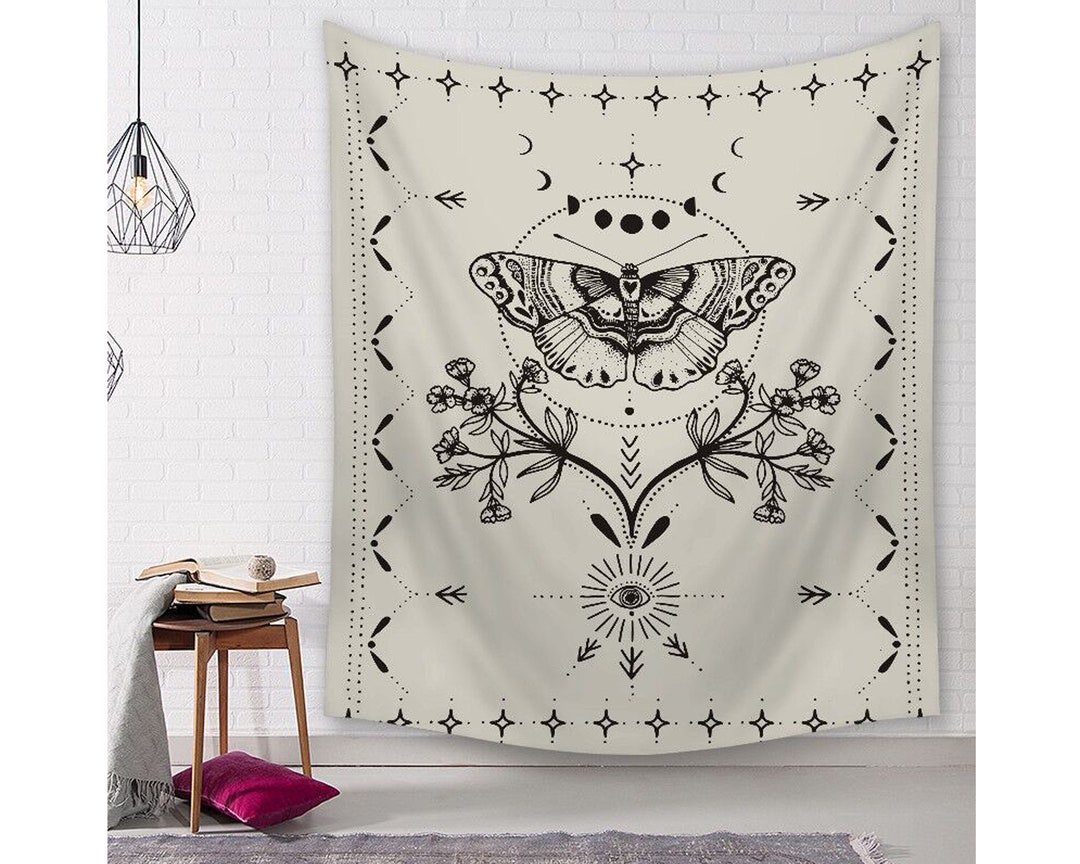 Butterfly Tapestry Wall Hanging Vintage Tarot Tapestryblack - Etsy