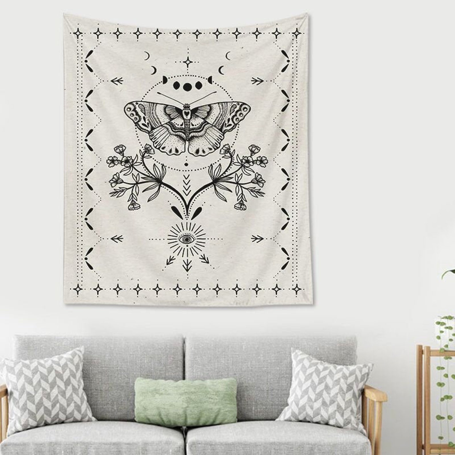 Butterfly Tapestry Wall Hanging Vintage Tarot Tapestryblack - Etsy