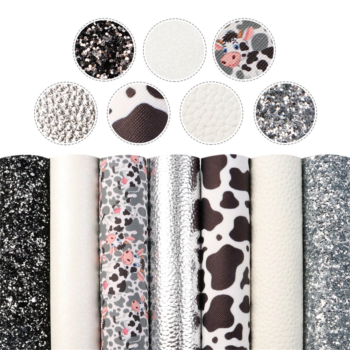 7pcs/pack Back to School Cartoon Printed Faux Leather Sheets Bundle ...