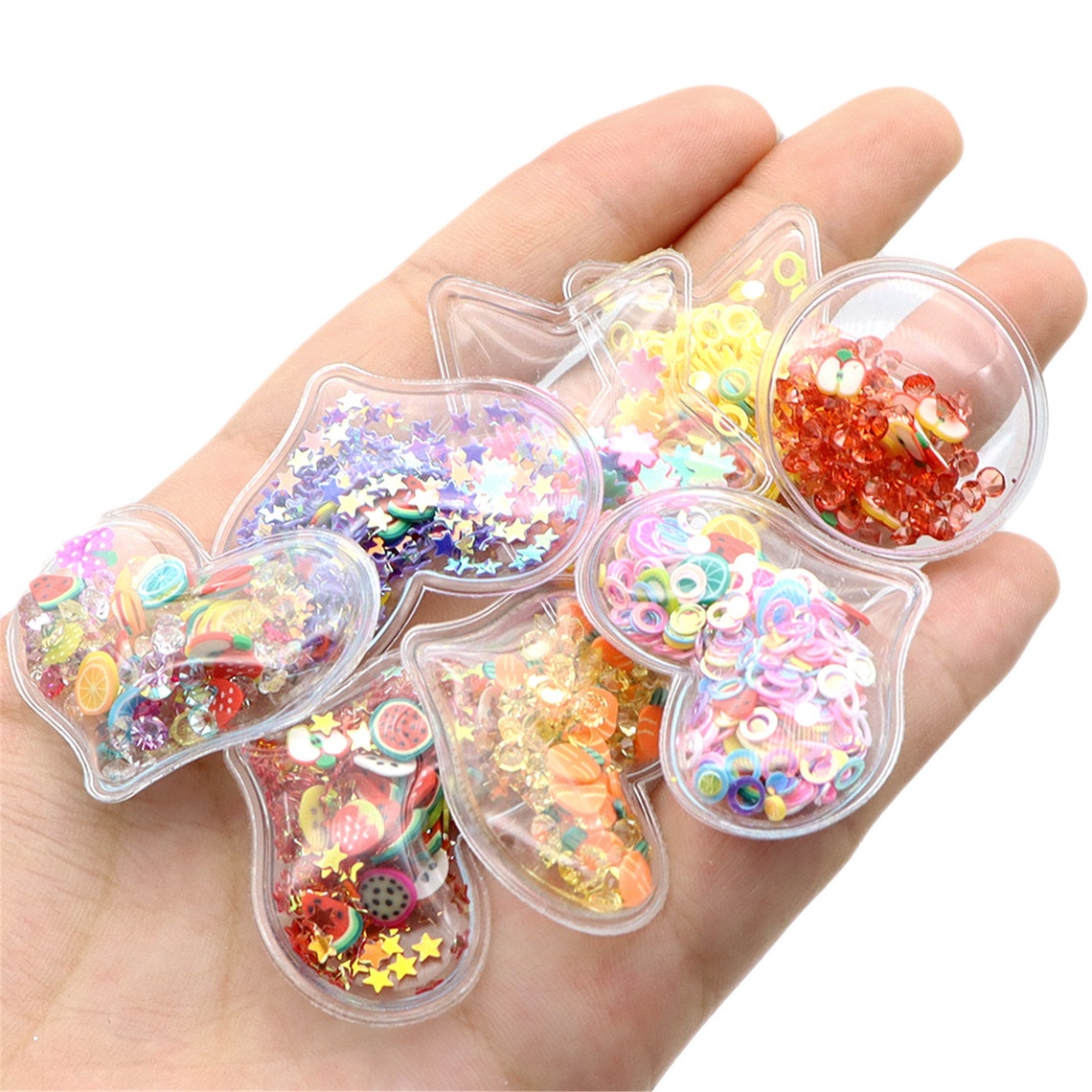 20pcs/pack Polymer Clay Sequins Filled Shakers RANDOM Shape - Etsy