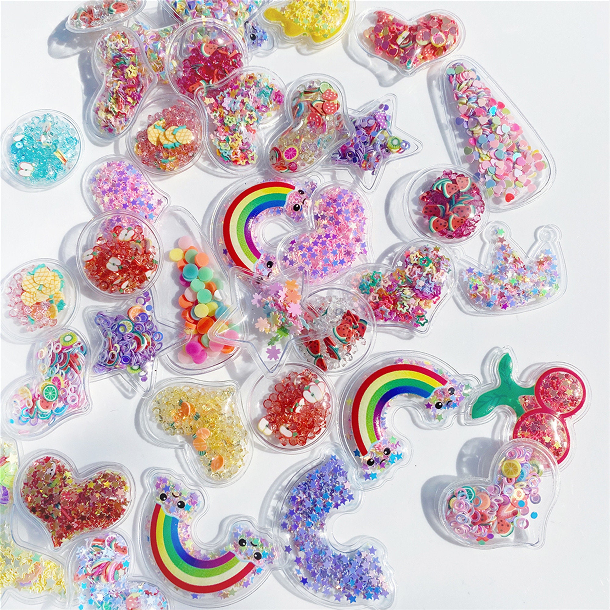 20pcs/pack Polymer Clay Sequins Filled Shakers RANDOM Shape - Etsy