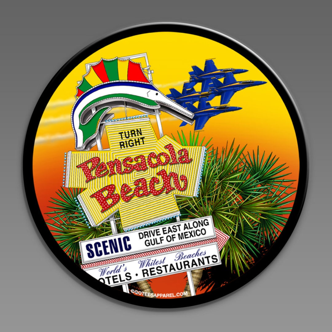 Pensacola Beach Sign Sunset - Die Cut Magnet - Etsy