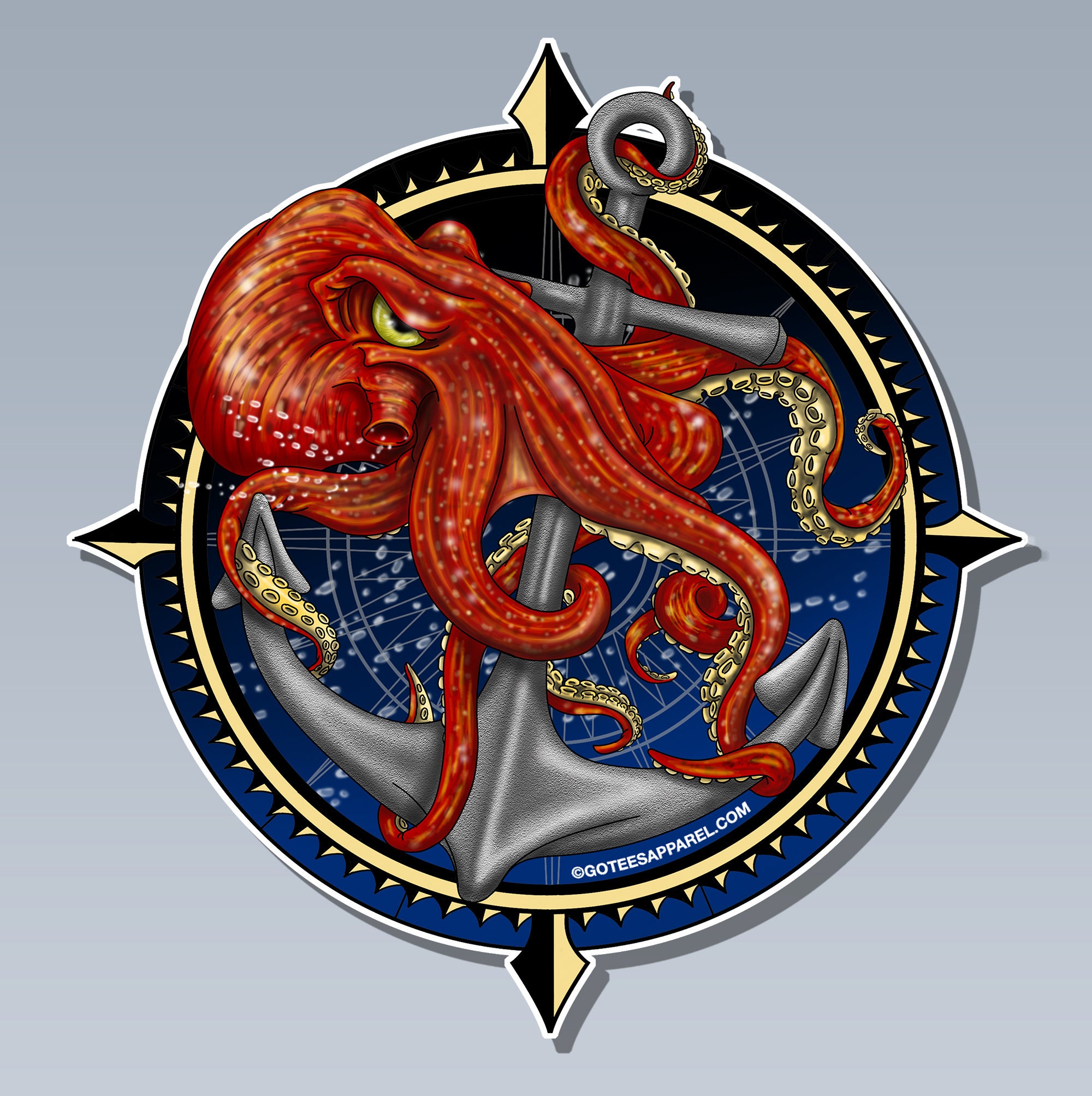 Octopus Wrapped Around a Anchor - Die Cut Sticker - Etsy