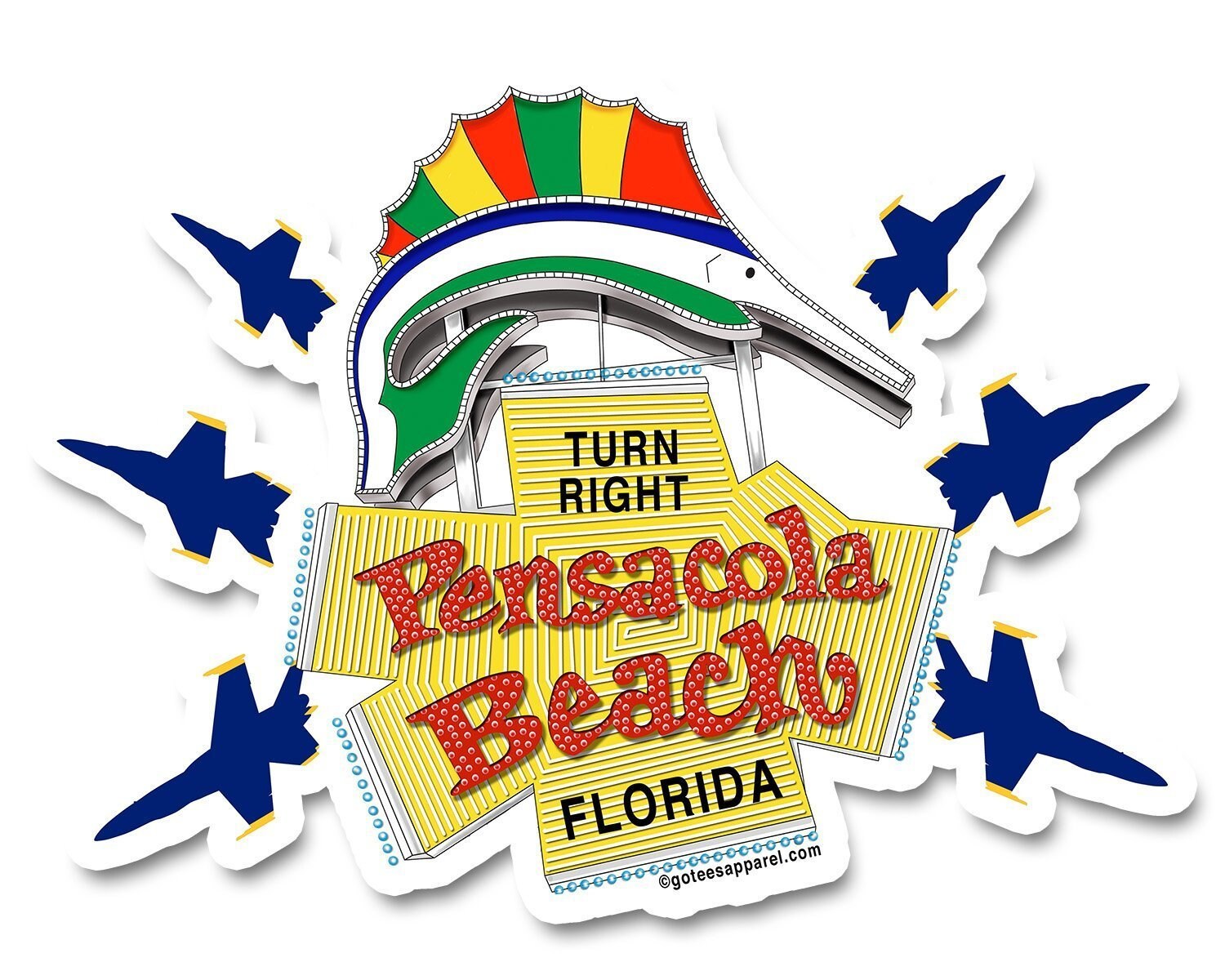 Pensacola Beach Sign and Blues Die Cut Sticker - Etsy