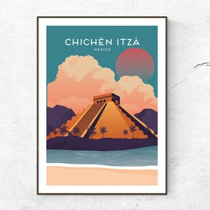 Chichen Itza Poster / Print / Mexico Travel Print / Travel Poster ...