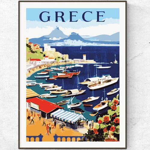 Restored Vintage Greece Poster / Print / Greece Travel Print / - Etsy UK