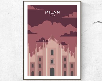 Milan Print: Vintage Cathedral Travel Poster Art - Etsy