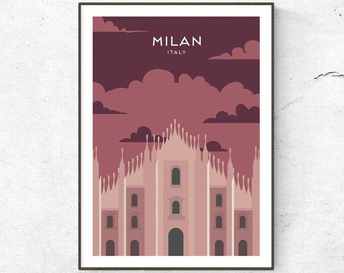 Milan Poster / Print / Italy Travel Print / Travel Poster / Milan Duomo ...
