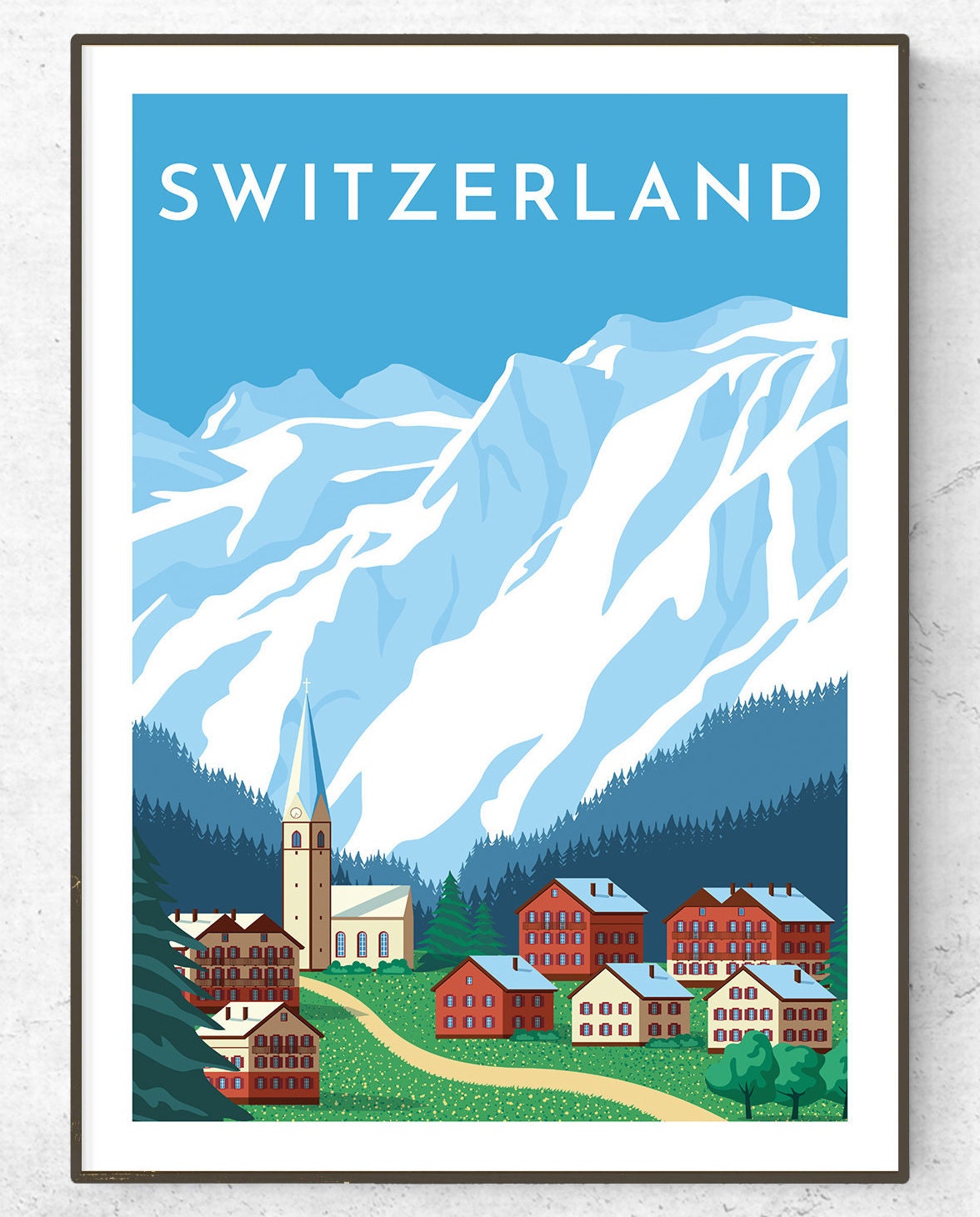 Retro Switzerland Poster / Print / Swiss Travel Print / Travel | Etsy