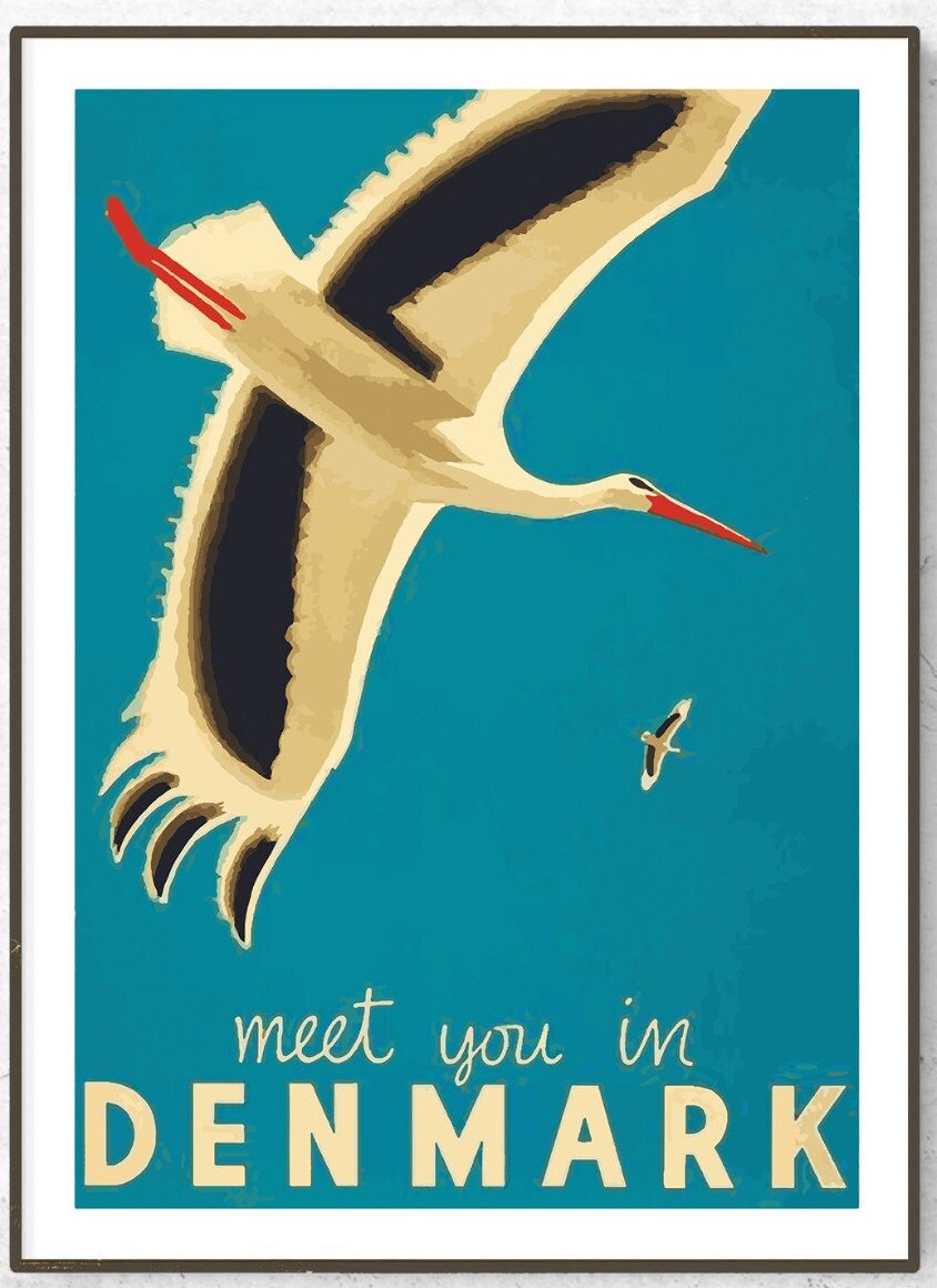 Restored Vintage Denmark Poster / Print / Denmark Travel Print - Etsy