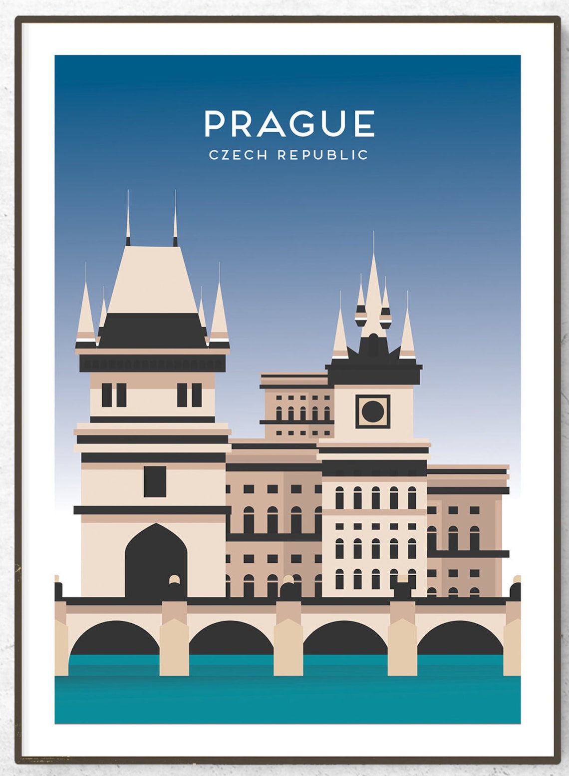 Prague Skyline Poster / Print / Czech Republic Travel Poster / - Etsy UK