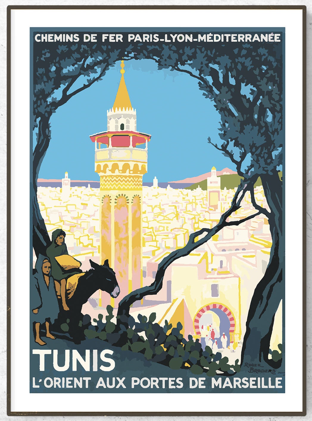 Restored Vintage Tunis Poster / Print / Tunisia Travel Print / - Etsy