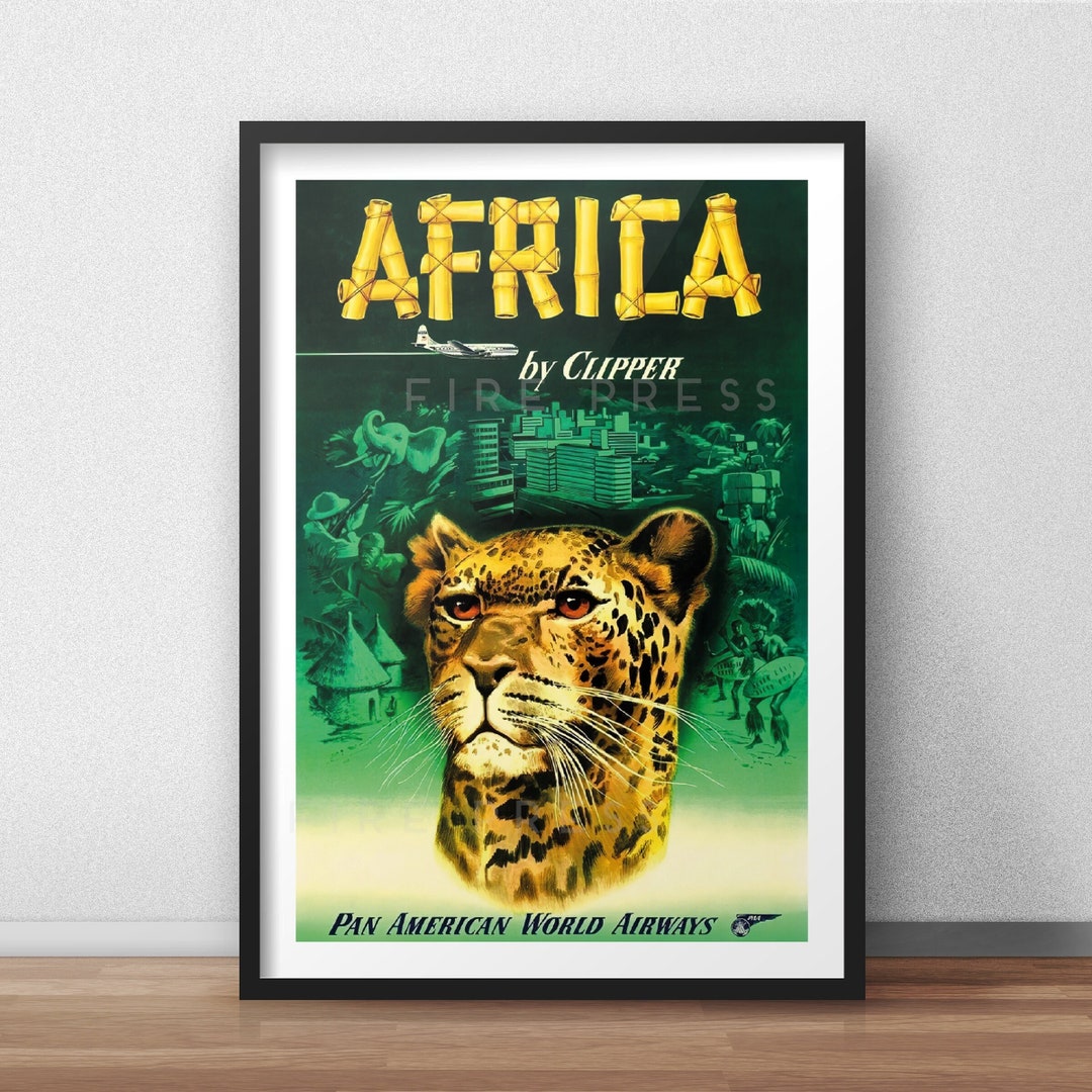 Restored Pan Am Africa Print / African Travel Poster / Retro Travel ...