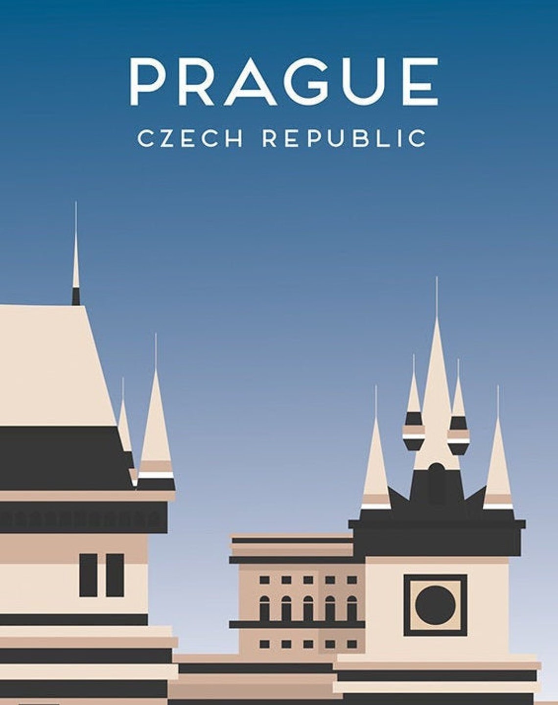 Prague Skyline Poster / Print / Czech Republic Travel Poster / - Etsy UK