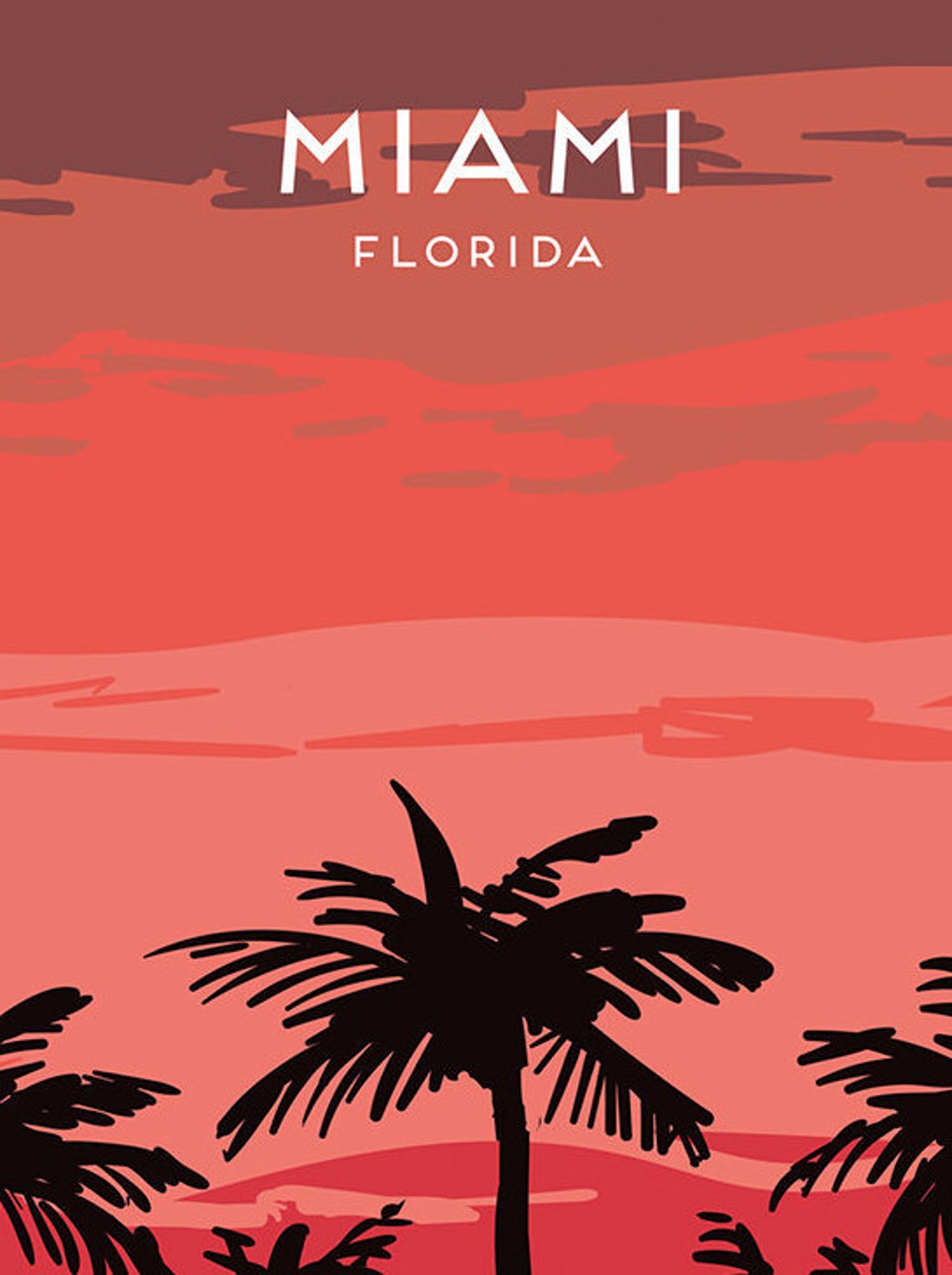 Miami Poster / Print / America Travel Print / Travel Poster / - Etsy UK