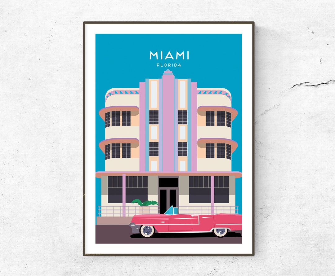 Miami Poster / Print / America Travel Print / Travel Poster / - Etsy