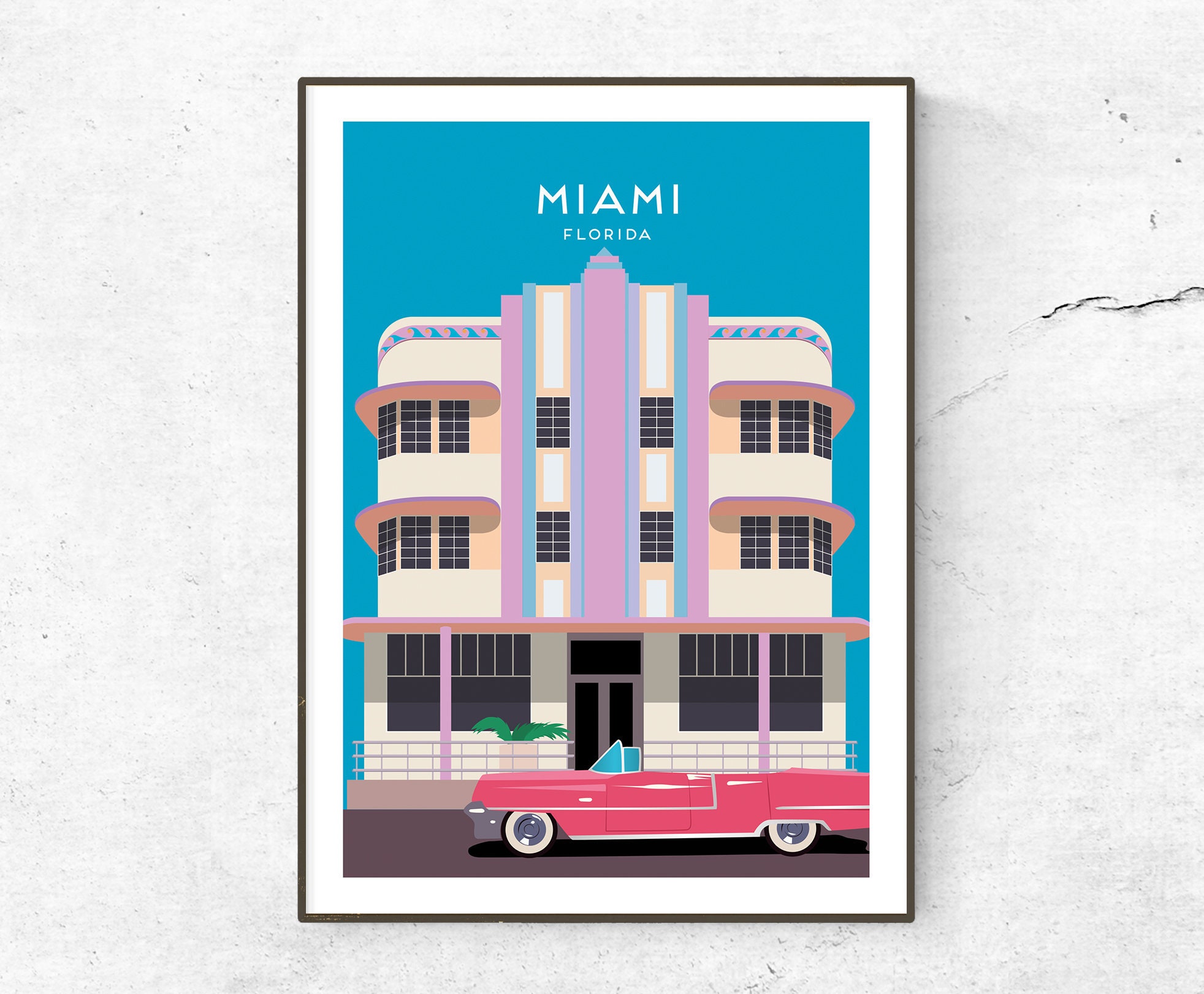 Miami Poster / Print / America Travel Print / Travel Poster / | Etsy