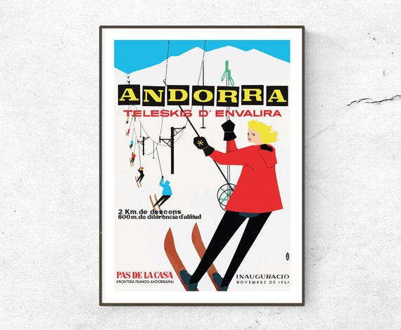 Restored Vintage Andorra Poster / Andorra Travel Print / | Etsy
