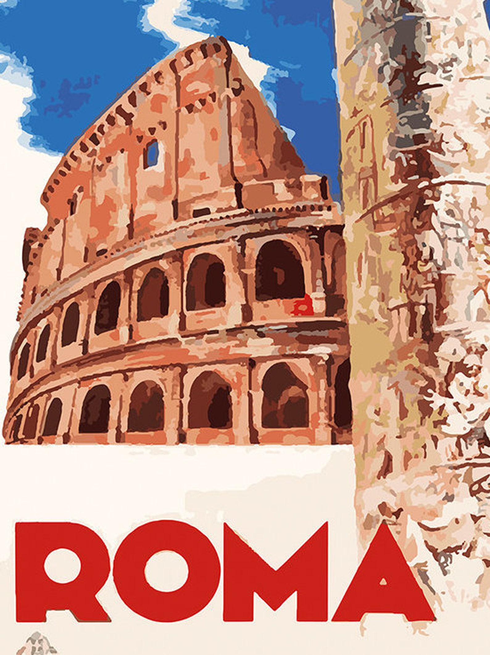 Restored Vintage Rome Poster / Print / Italy Travel Print / - Etsy