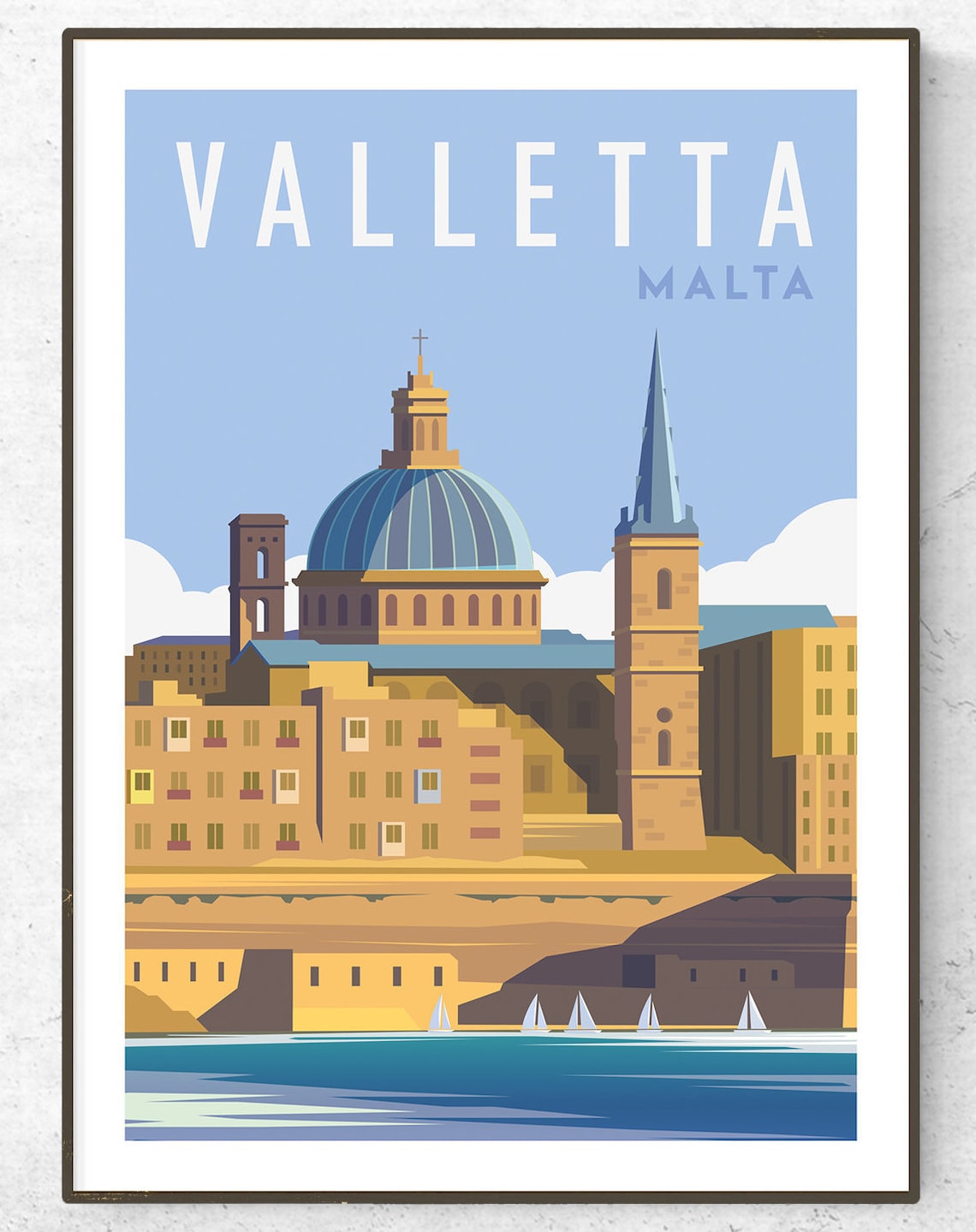 Valletta Poster / Print / Malta Travel Print / Travel Poster / - Etsy