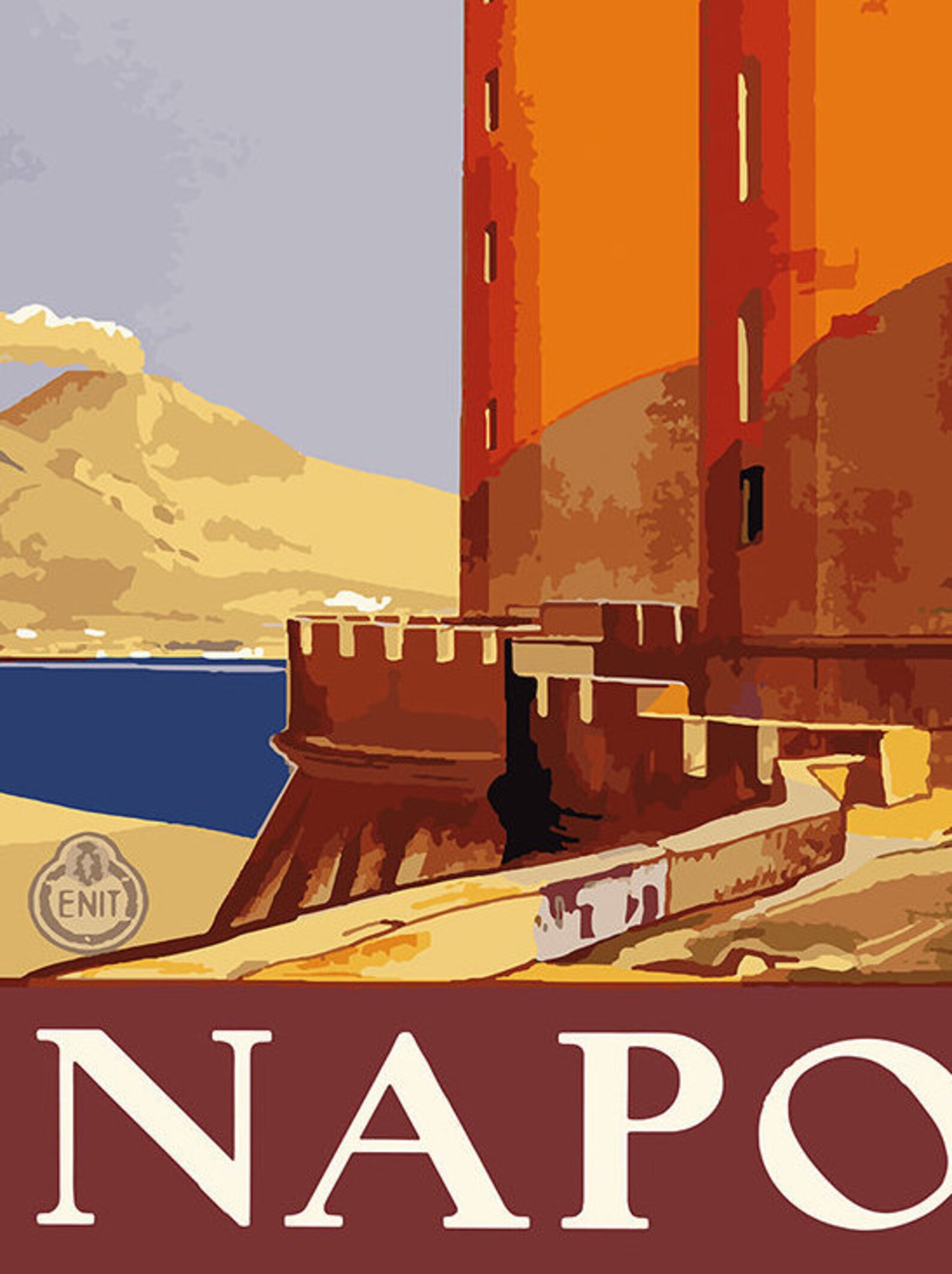 Restored Vintage Napoli Poster / Print / Italy Travel Print / - Etsy UK