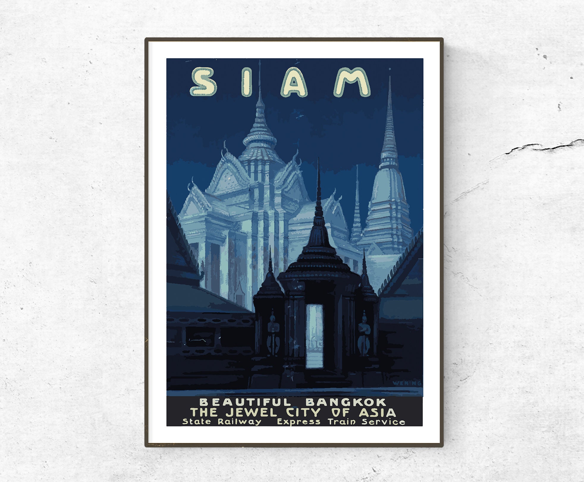 Restored Vintage Siam Poster / Print / Thailand Travel Print / - Etsy