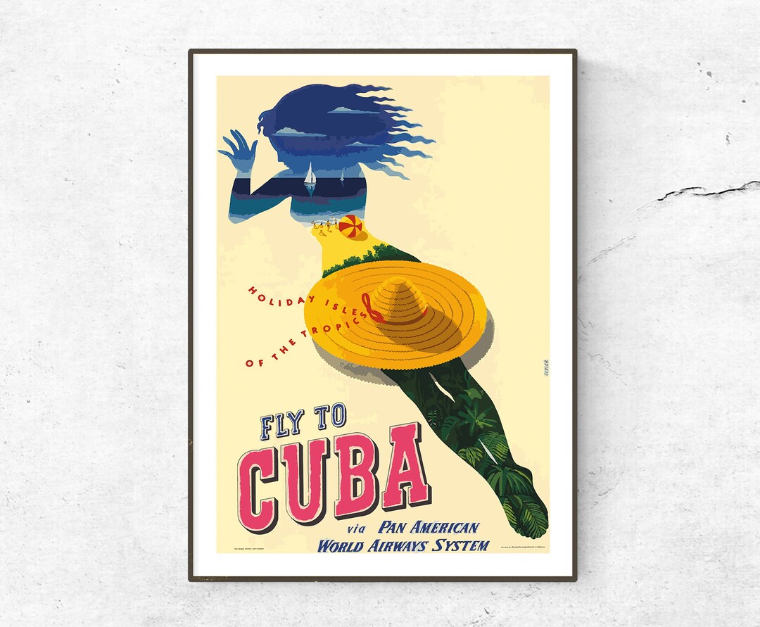 Restored Vintage Cuba Poster / Print / Cuba Travel Print / Fashion ...