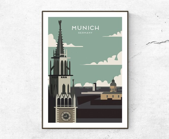 Munich Poster / Print / Germany Travel Print / Travel Poster / | Etsy