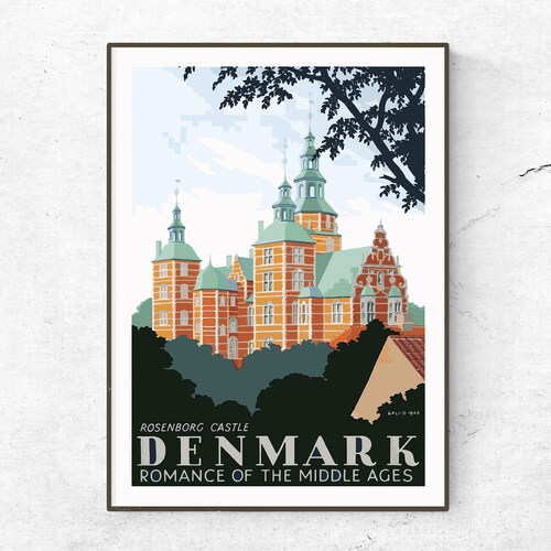 Restored Vintage Denmark Poster / Print / Denmark Travel Print - Etsy