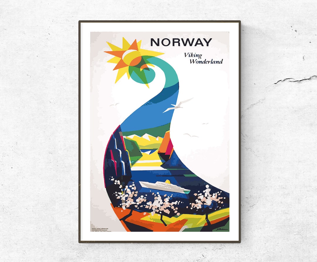 Restored Vintage Norway Poster / Print / Norway Travel Print / - Etsy