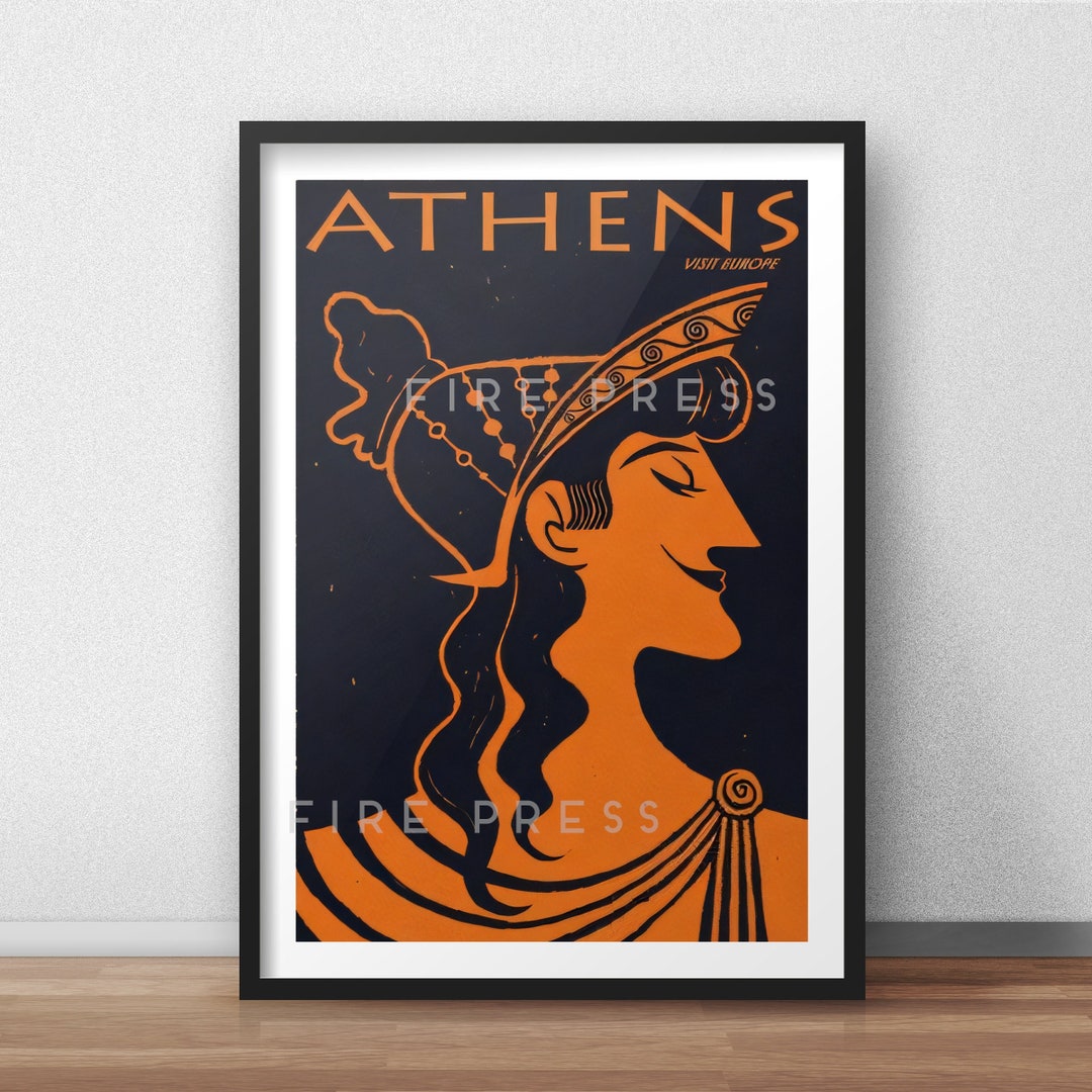 Restored Visit Europe / Athens Poster / Print / Greece Travel Poster ...