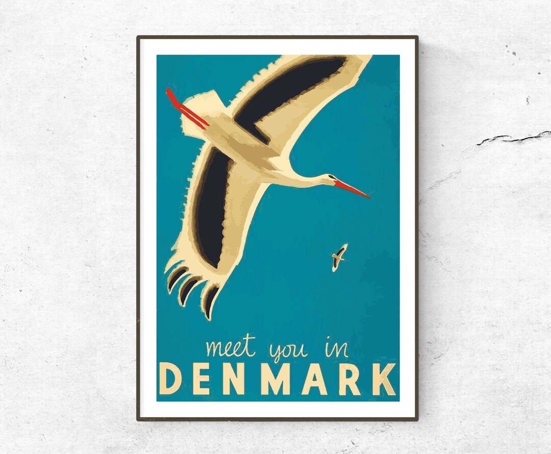 Restored Vintage Denmark Poster / Print / Denmark Travel Print / Travel ...