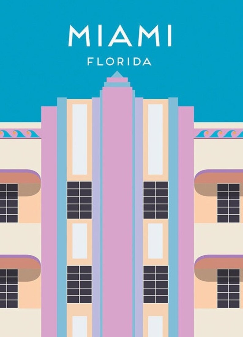 Miami Poster / Print / America Travel Print / Travel Poster / - Etsy
