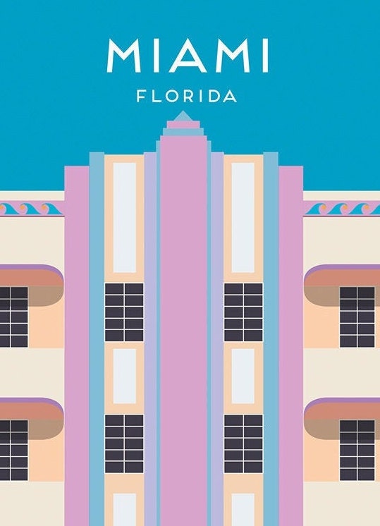Miami Poster / Print / America Travel Print / Travel Poster / - Etsy