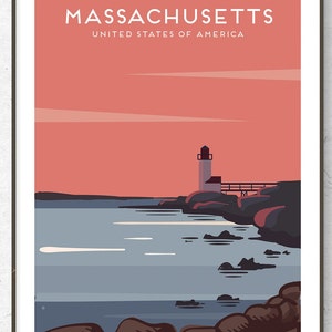 Massachusetts Poster / Print / America Travel Print / Travel - Etsy UK