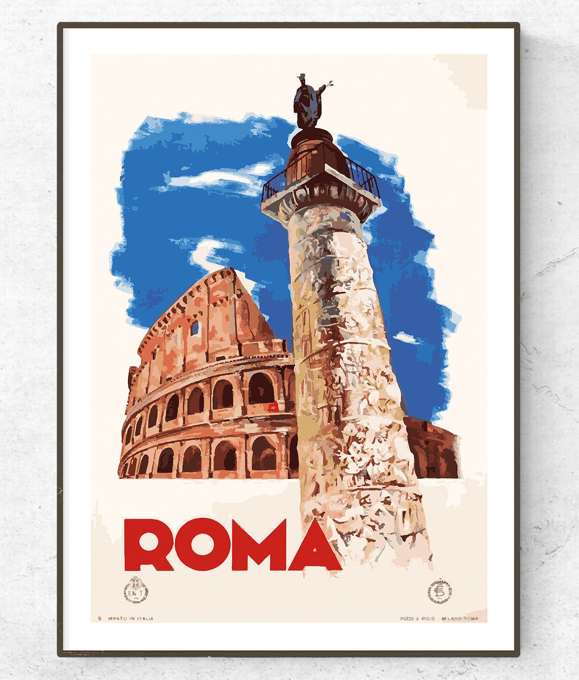 Restored Vintage Rome Poster / Print / Italy Travel Print / - Etsy