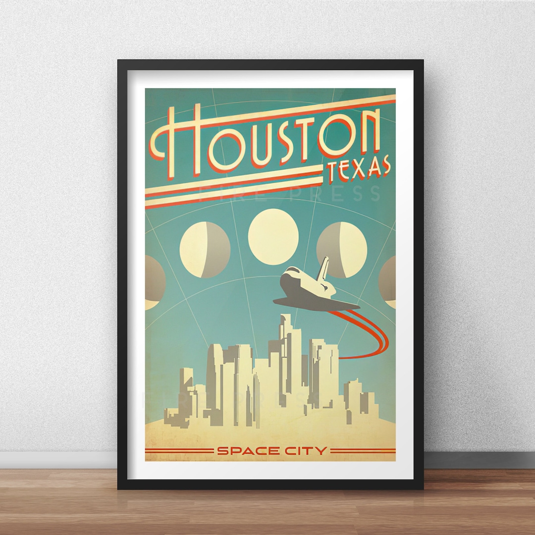 Restored Houston space City Poster / America Travel Print / Travel ...